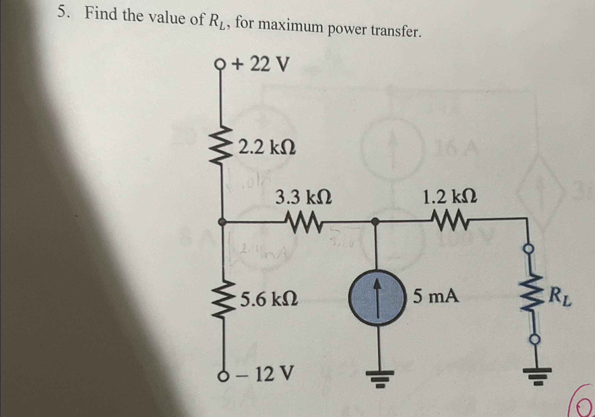 Solved Find the value of RL, ﻿for maximum power transfer. | Chegg.com
