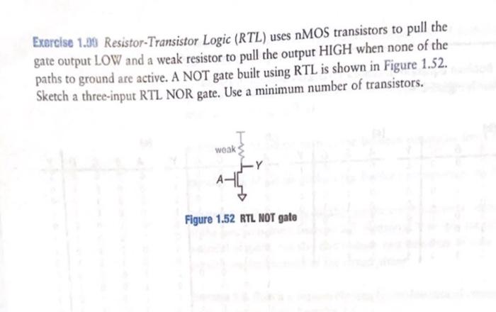 Solved Exercise 1.85 Skerch a transistor-level circuit for | Chegg.com