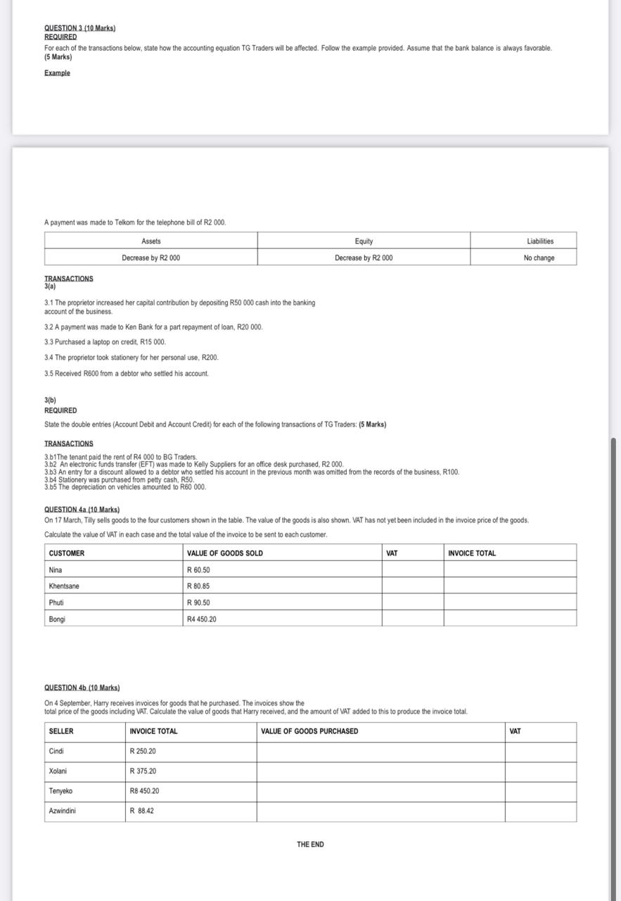 Solved QUESTION 3 (10 ﻿Marks)REQUIREDFor each of the | Chegg.com