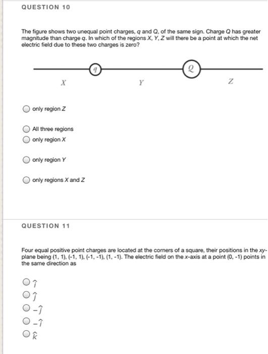 Solved QUESTION 10 The figure shows two unequal point | Chegg.com