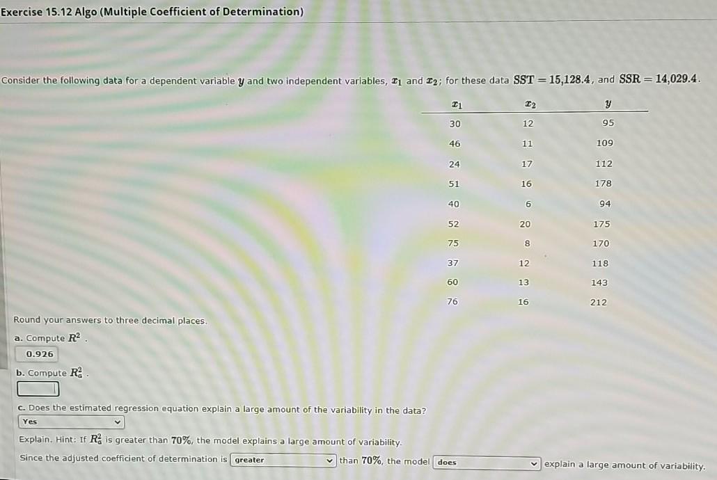 Solved Exercise 15.12 Algo (Multiple Coefficient of | Chegg.com