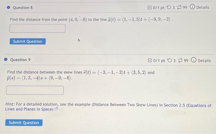 Solved Find the distance from the point (4,0,−6) to the line | Chegg.com