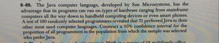 Solved 6-69. The Java computer language, developed by Sun | Chegg.com