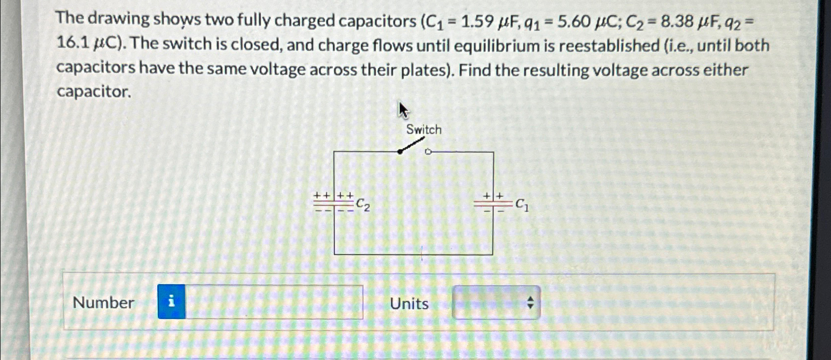 Solved The drawing shows two fully charged capacitors | Chegg.com