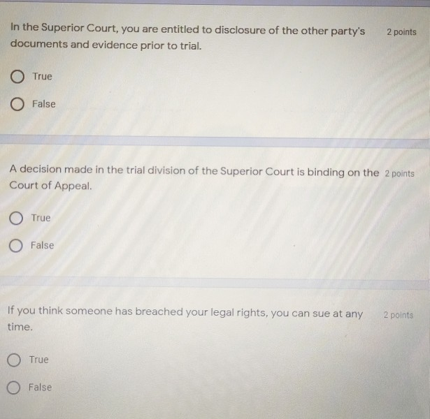 Solved In the Superior Court, you are entitled to disclosure | Chegg.com