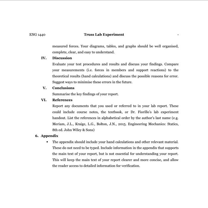Solved ENG 1440 Truss Lab Experiment The objective of this | Chegg.com