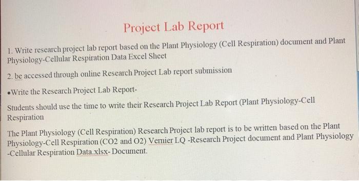 Project Lab Report 1. Write research project lab | Chegg.com