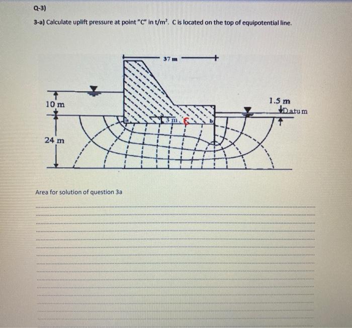Solved Q-3) 3-a) Calculate uplift pressure at point "C" in | Chegg.com