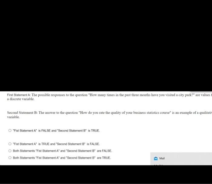 Solved First Statement A The possible responses to the | Chegg.com
