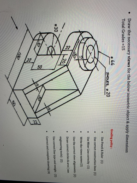 Solved Draw the necessary views for the below isometric | Chegg.com