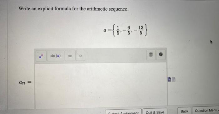 Solved Write an explicit formula for the arithmetic | Chegg.com