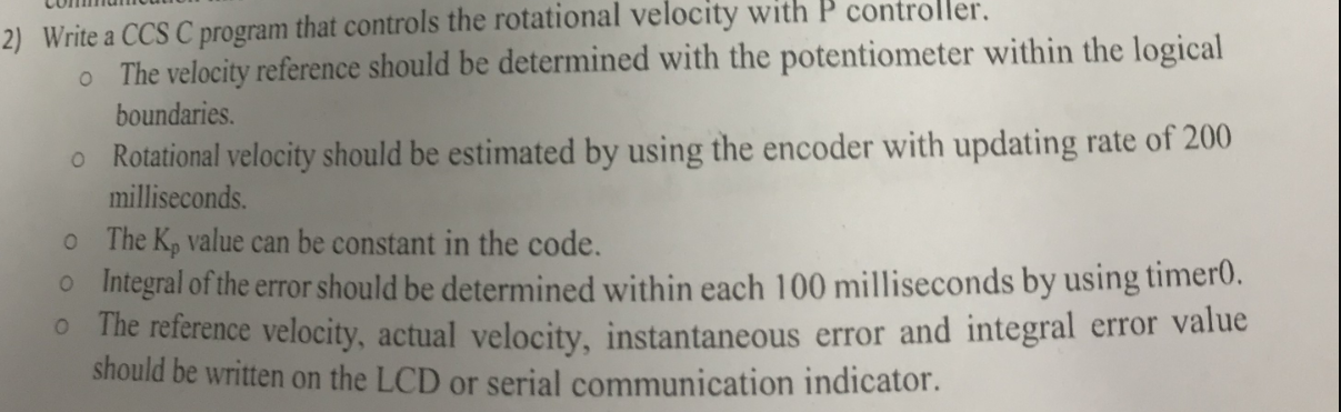 Solved Write A Ccs C Program That Controls The Rotational 5502