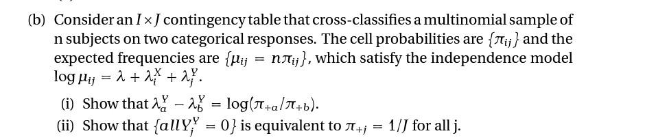 Solved b) Consider an I×J contingency table that | Chegg.com