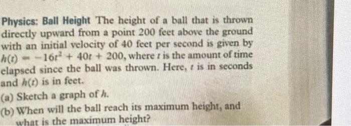 Solved Physics: Ball Height The height of a ball that is | Chegg.com