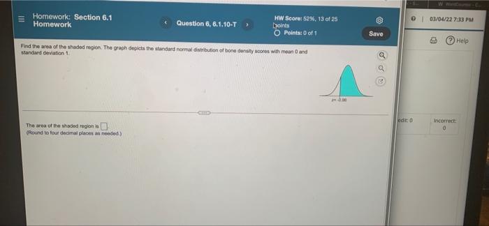 Solved Homework Section 6 1 Homework Question 6 6 1 10 T