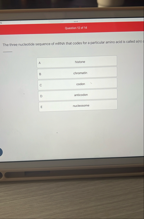 Solved 15Question 12 ﻿of 14The three nucleotide sequence of | Chegg.com
