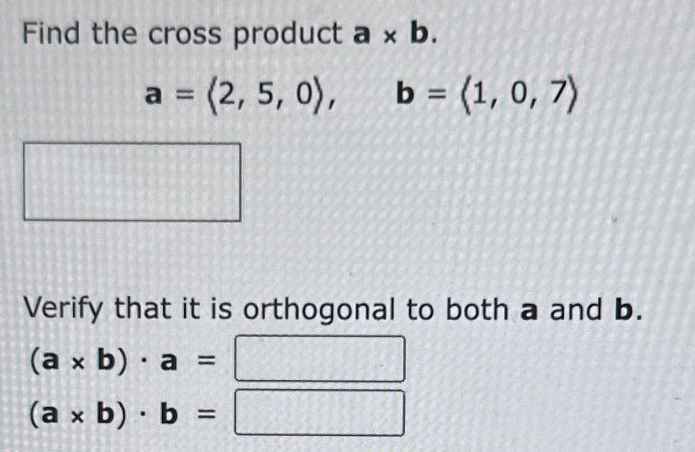 Solved Find the cross product | Chegg.com