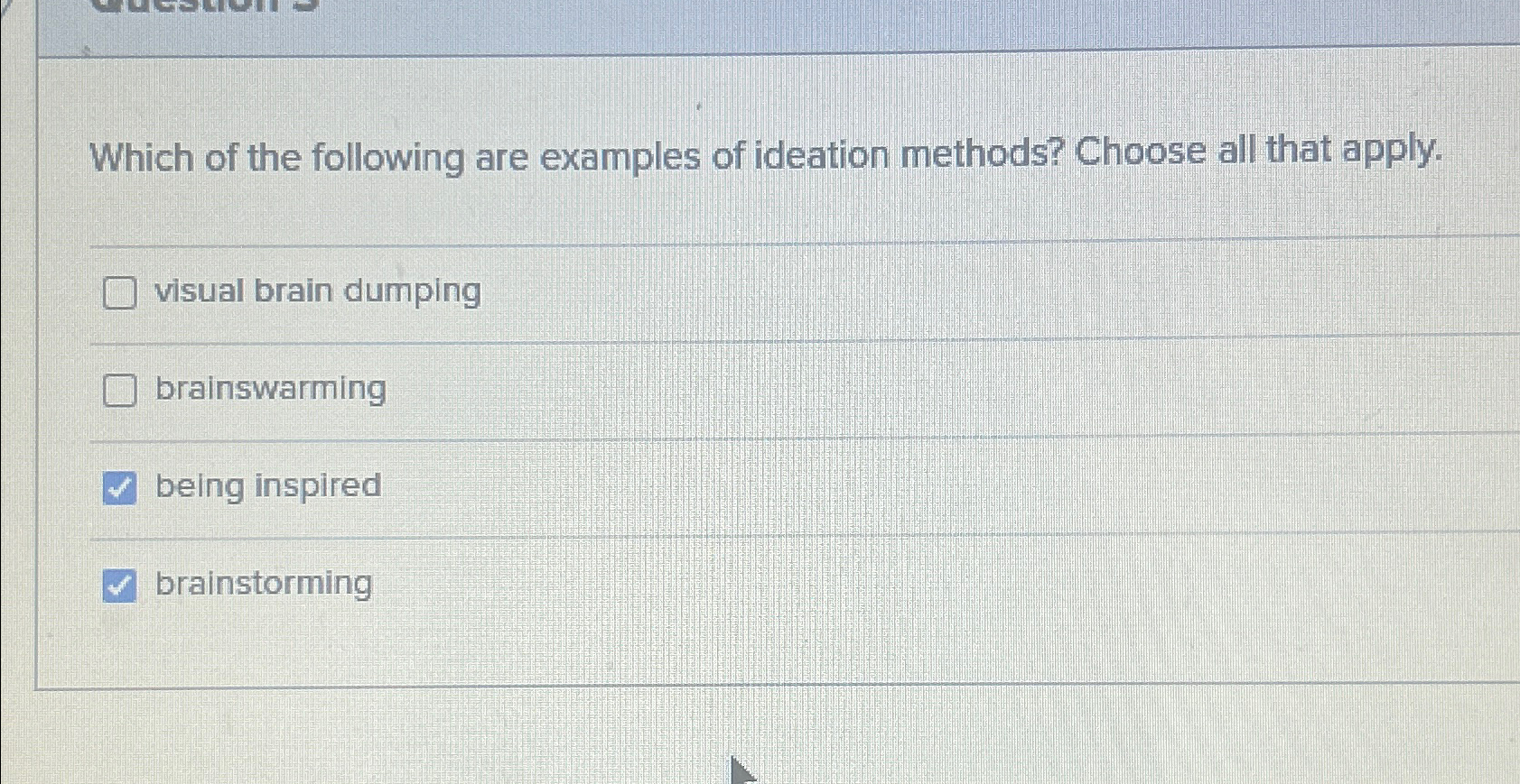 Solved Which of the following are examples of ideation | Chegg.com