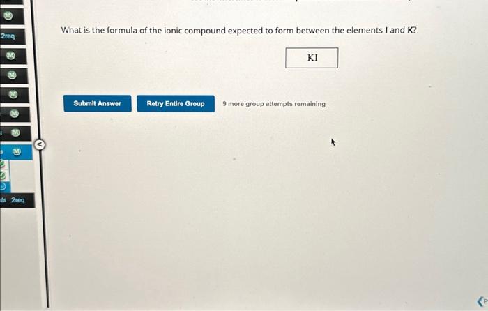 Solved What is the formula of the ionic compound expected to | Chegg.com