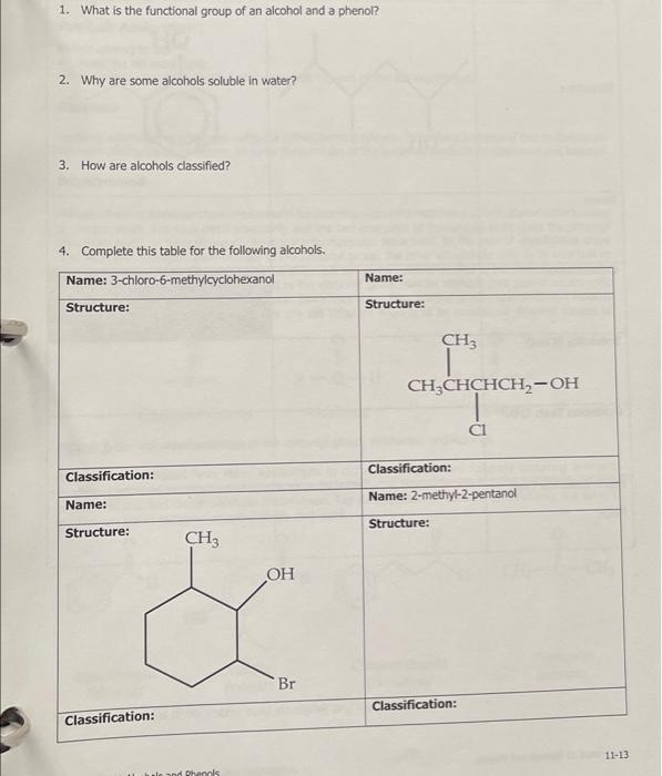 Solved 1. What is the functional group of an alcohol and a | Chegg.com