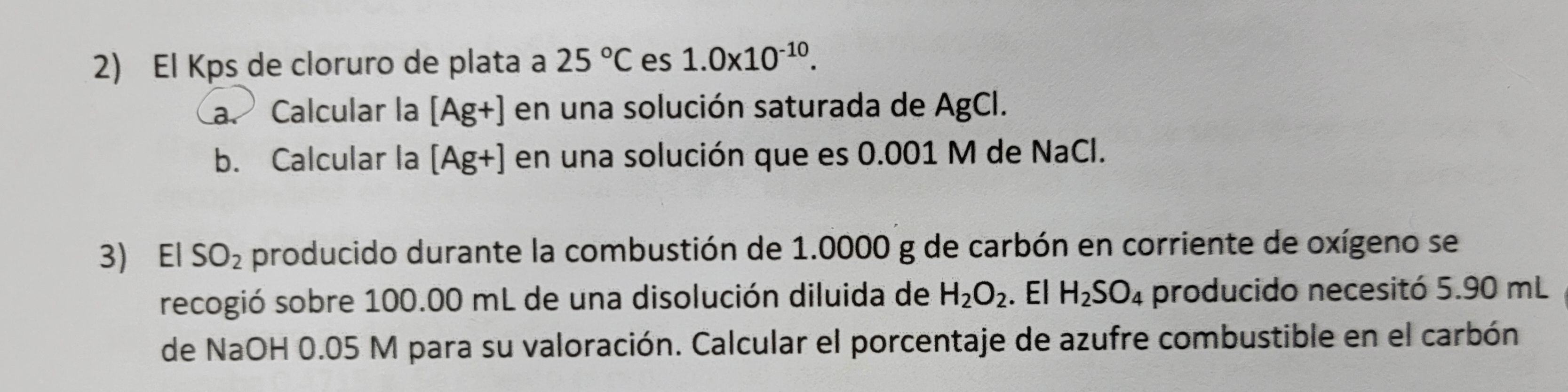 Solved El Kps de cloruro de plata a 25°C ﻿es 1.0×10-10.a. | Chegg.com