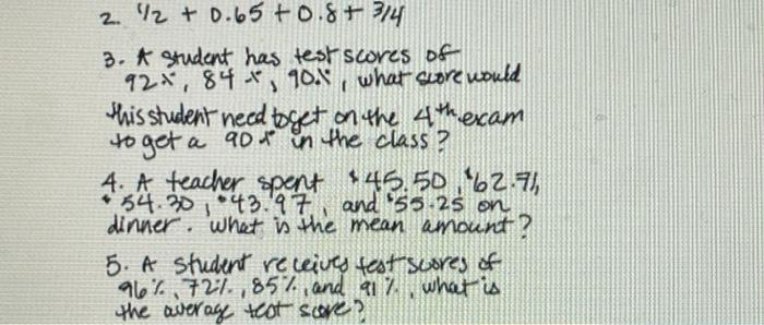 Solved 3. k student has test scores of 92A˚∘,84×,90.1, what | Chegg.com