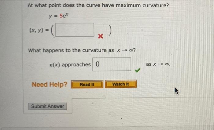 Solved At what point does the curve have maximum curvature? | Chegg.com