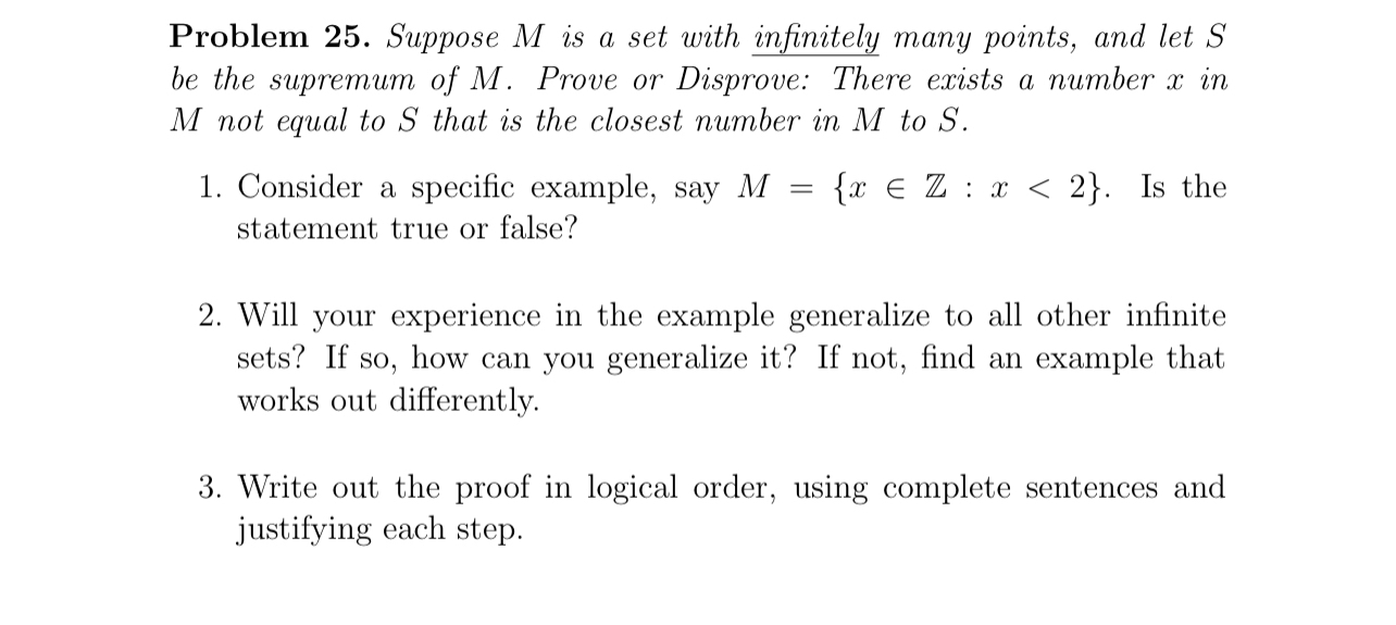 Solved Problem 25. ﻿Suppose M ﻿is a set with infinitely many | Chegg.com