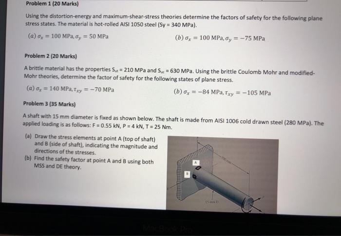 Solved Problem 1 (20 Marks) Using the distortion-energy and | Chegg.com