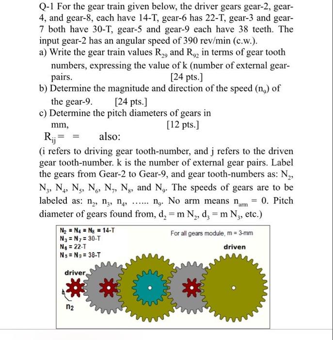 4 , and gear-8, each have 14-T, gear-6 has 22−T, | Chegg.com