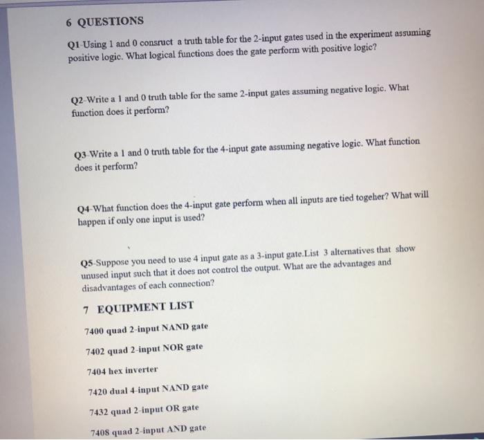 Solved BASIC LOGIC FUNCTIONS 1. OBJECT In this experiment | Chegg.com