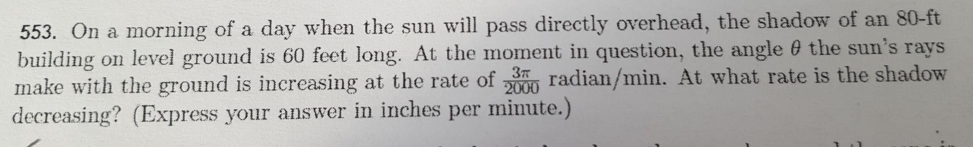 Solved 553. On a morning of a day when the sun will pass | Chegg.com