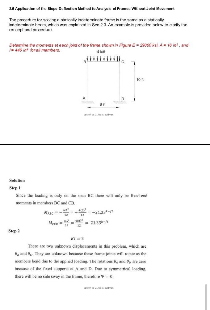 Solved theory of structures no sidesway show your | Chegg.com