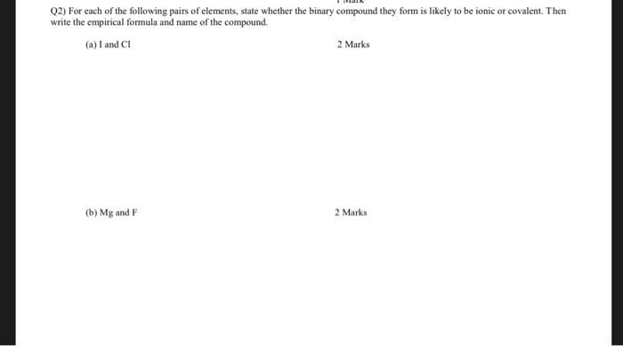 Solved 2) For each of the following pairs of elements, state | Chegg.com