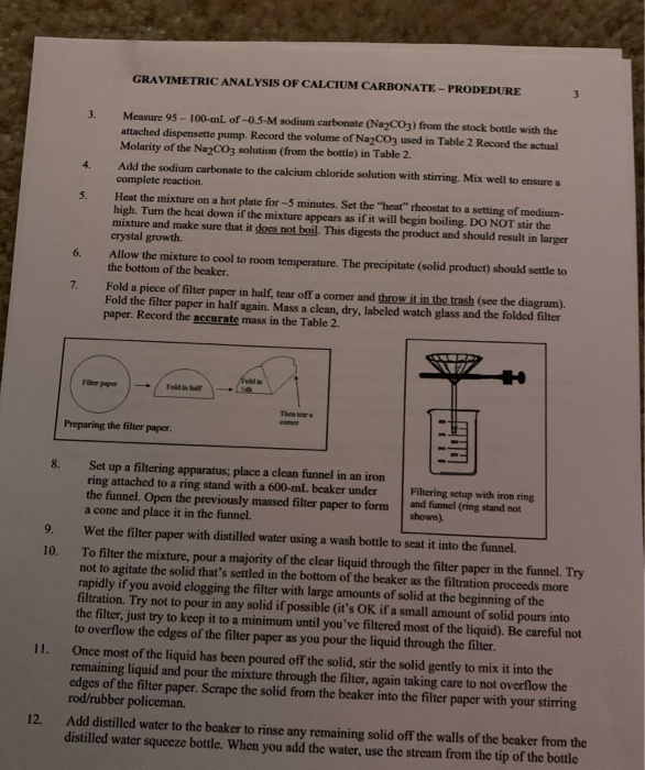 Solved 7 GRAVIMETRIC ANALYSIS OF CALCIUM CARBONATE-DATA | Chegg.com