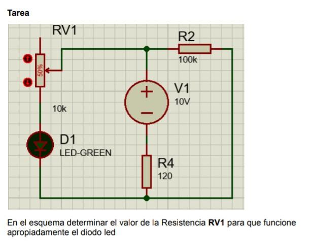 Solved find the resistance in rv1 so that the led diode | Chegg.com