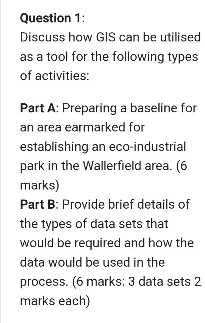 Solved Question 1: Discuss how GIS can be utilised as a tool | Chegg.com