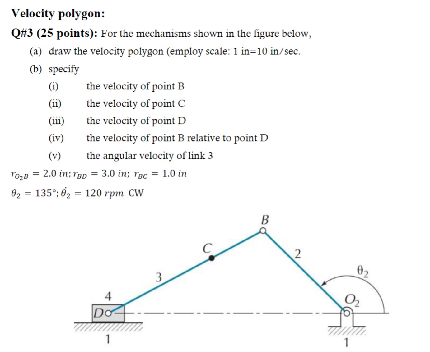 Velocity polygon:Q#3 (25 points): For the mechanisms | Chegg.com Velocity polygon:Q#3 (25 points): For the mechanisms | Chegg.com