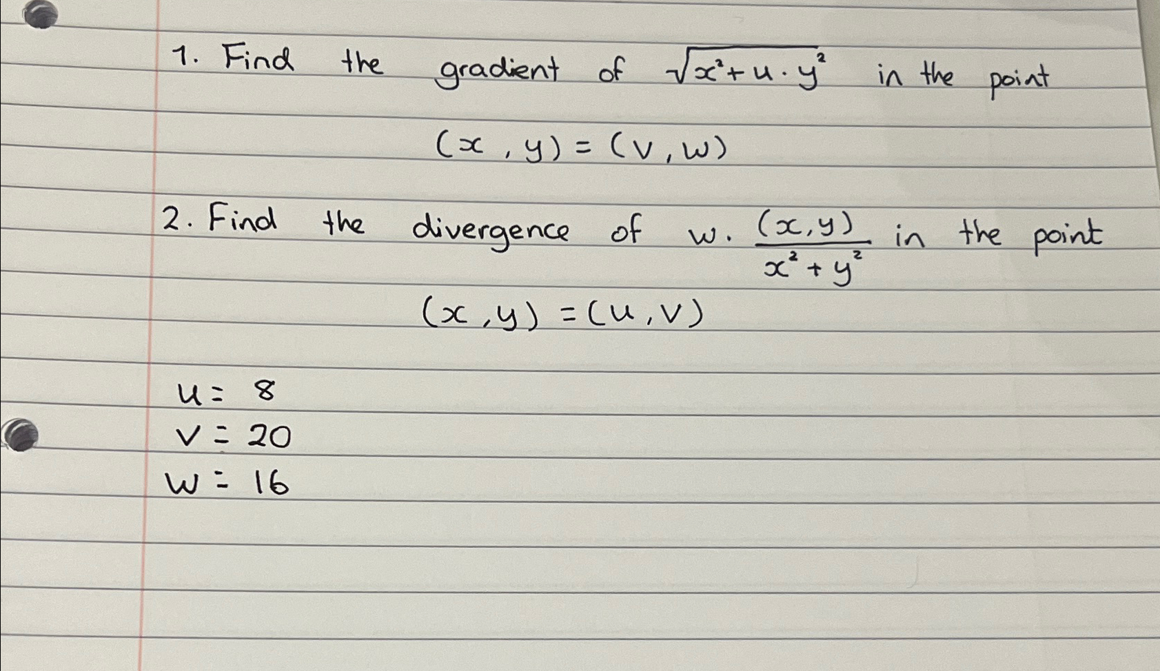 Solved Find the gradient of x2+u*y22 ﻿in the | Chegg.com