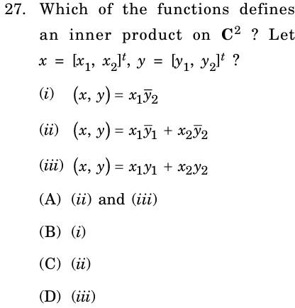 Solved 27. Which of the functions defines an inner product | Chegg.com