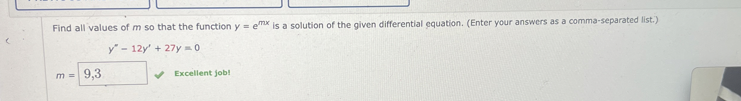 Solved Find all values of m ﻿so that the function y=emx ﻿is | Chegg.com