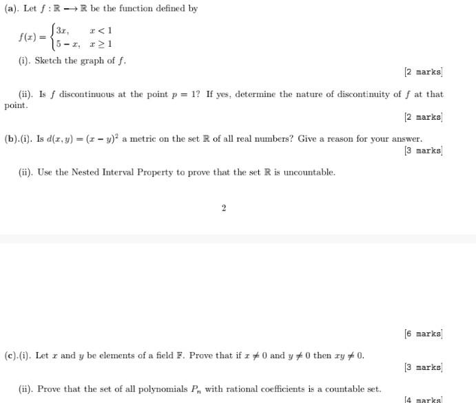 Solved (a). Let f:R R be the function defined by | Chegg.com