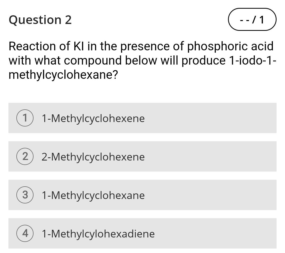 Solved Question 1 --/1 The reaction of 2-methyl-1-pentene | Chegg.com