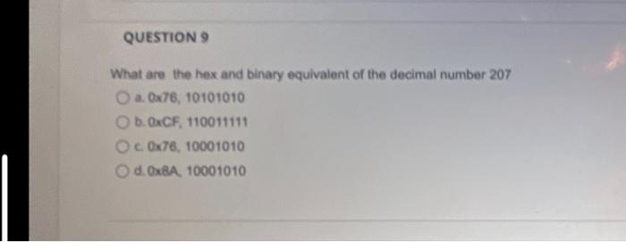 Solved What are the hex and binary equivalent of the decimal | Chegg.com