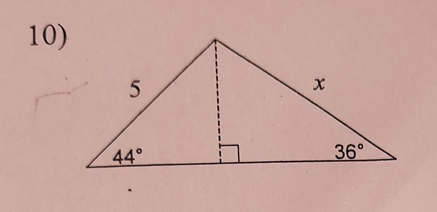 Solved (Find the length of the side labeled x. Round | Chegg.com