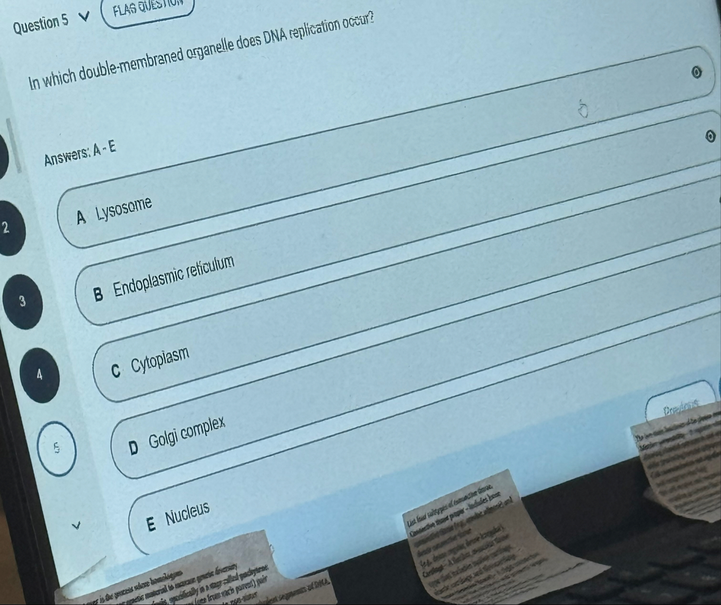 Solved Question 5vv ﻿FLASADEDIONIn which double-membraned | Chegg.com