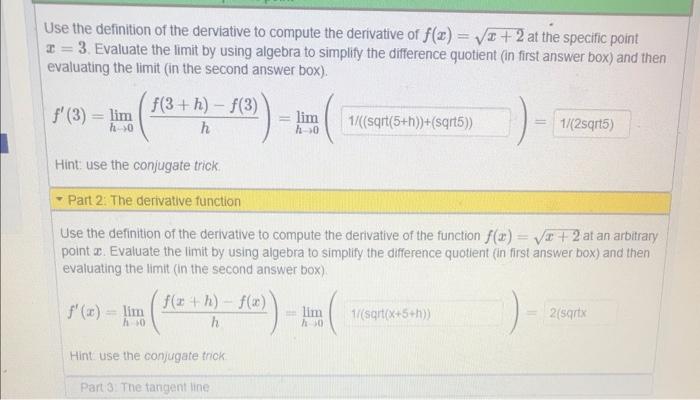 Solved Use the definition of the derviative to compute the | Chegg.com