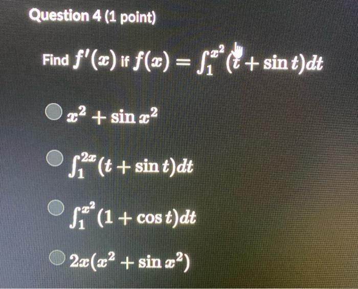 Solved Question 4 (1 point) Find f′(x) if | Chegg.com