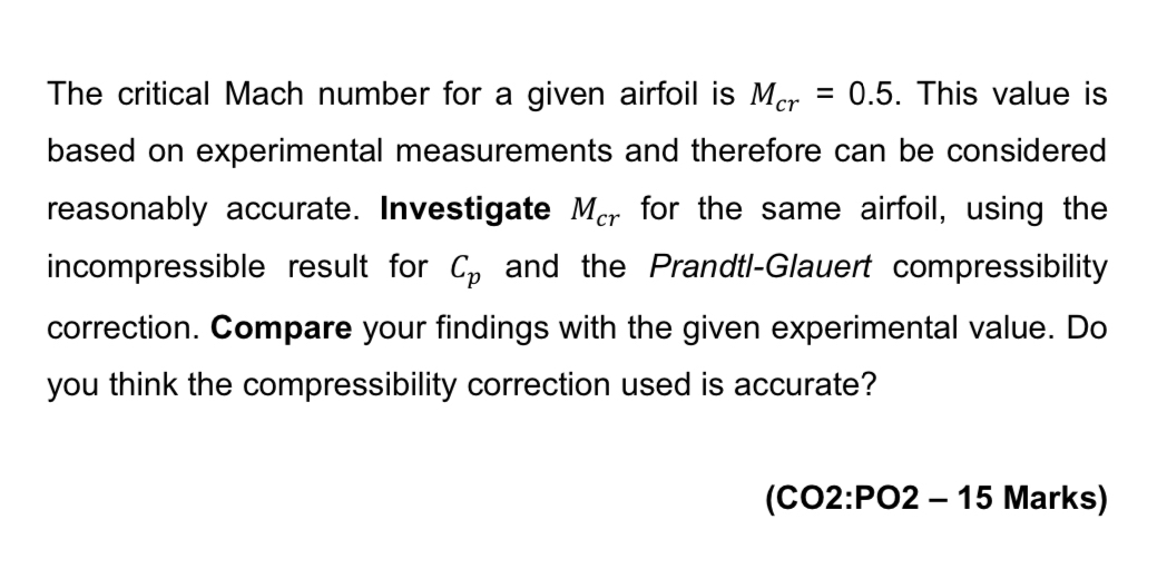 Solved The critical Mach number for a given airfoil is | Chegg.com