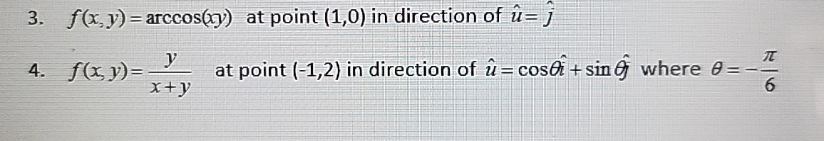 Solved Find the following directional derivatives at the | Chegg.com